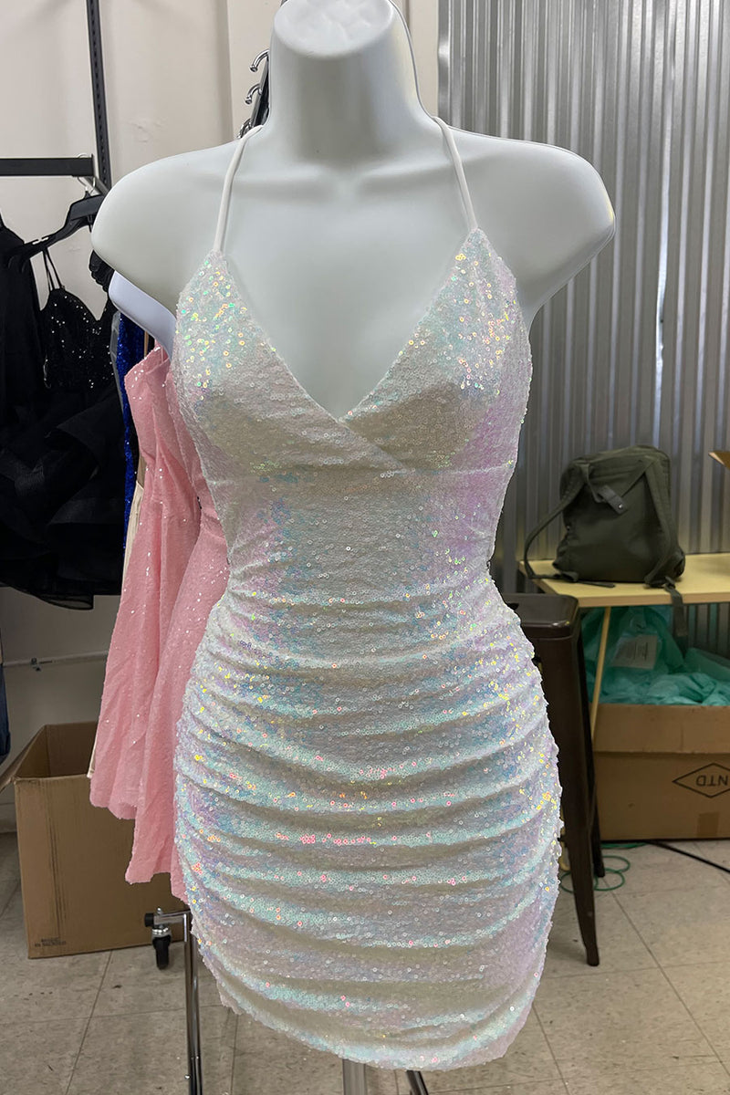 Sequin V-Neck Bodycon Mini Dress– HyperBees