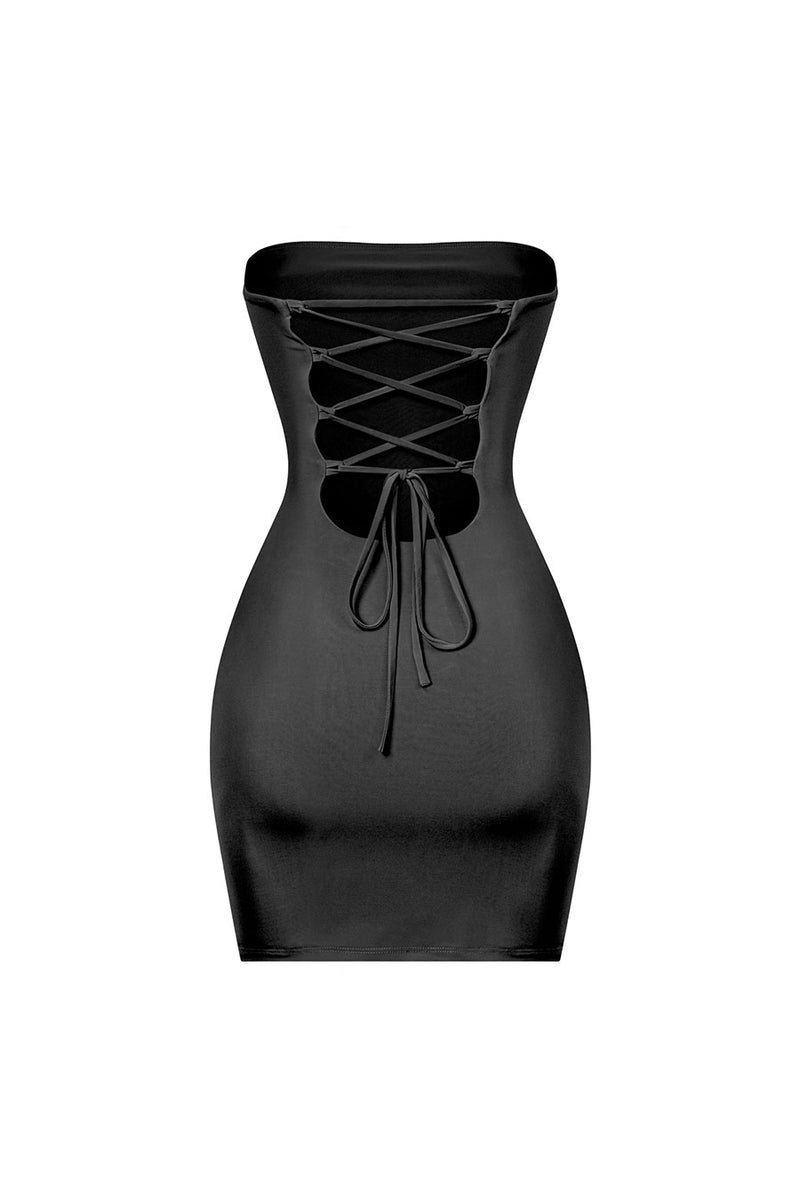 Tresser™ Strapless Tube Side Slit Mini Dress with Back Tie– HyperBees