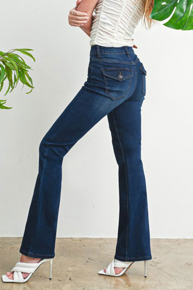WAXJEAN Flap Back Pocket Bootcut Jeans– HyperBees