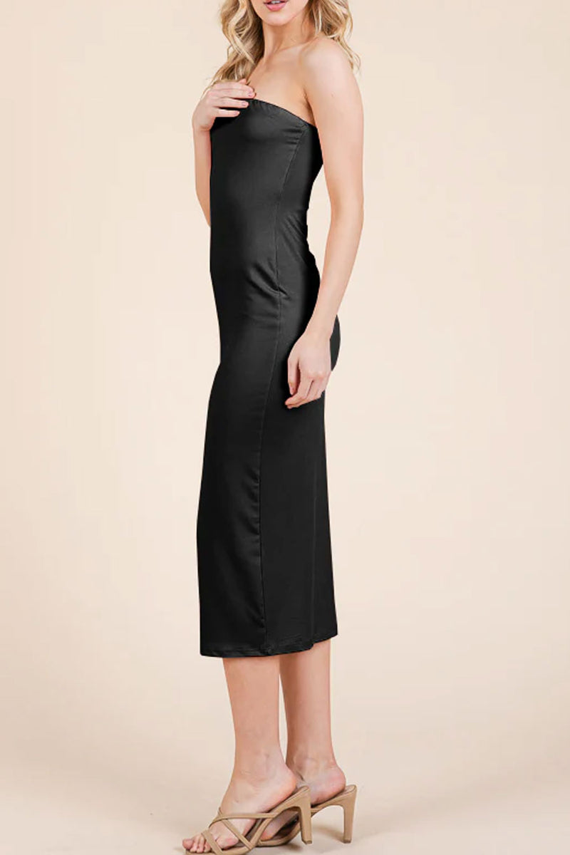 Basic Double-Layered Midi Tube Dress– HyperBees