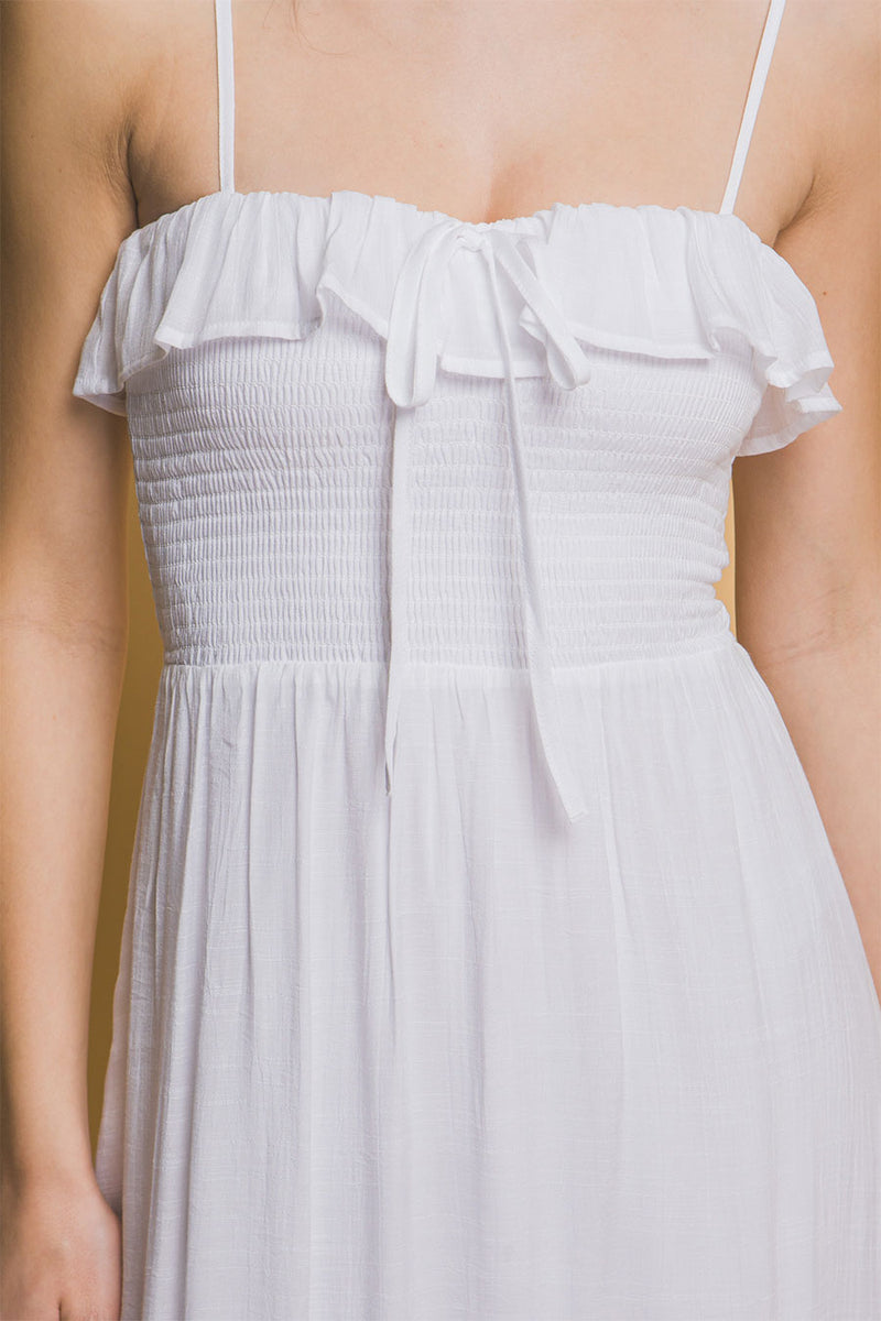 Bohemian Ruff Smocked Cami Maxi Dress– HyperBees