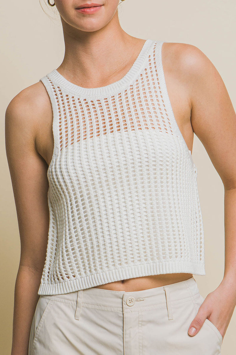 Sleeveless Open Knit Summer Crop Top– HyperBees