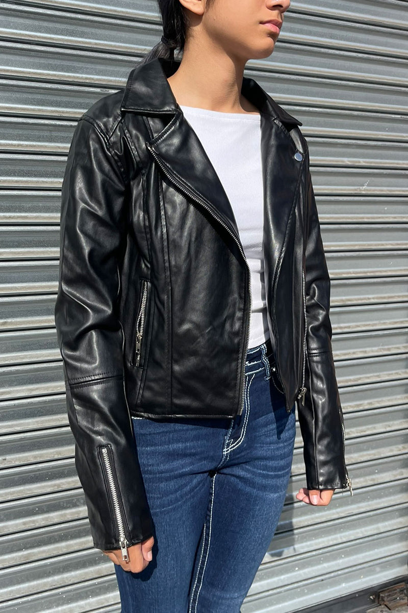 Faux Leather Biker Jacket– HyperBees