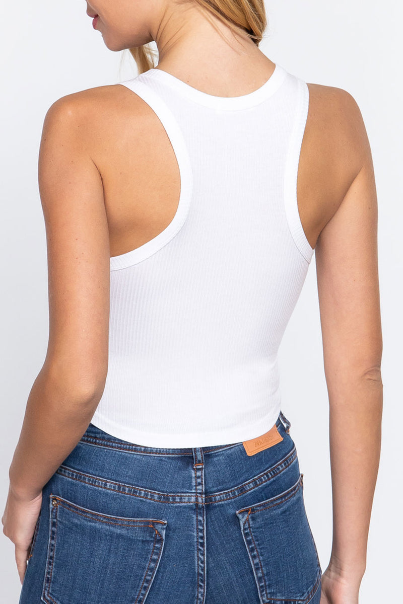 Basic Round Neck Rib Knit Tank Top– HyperBees