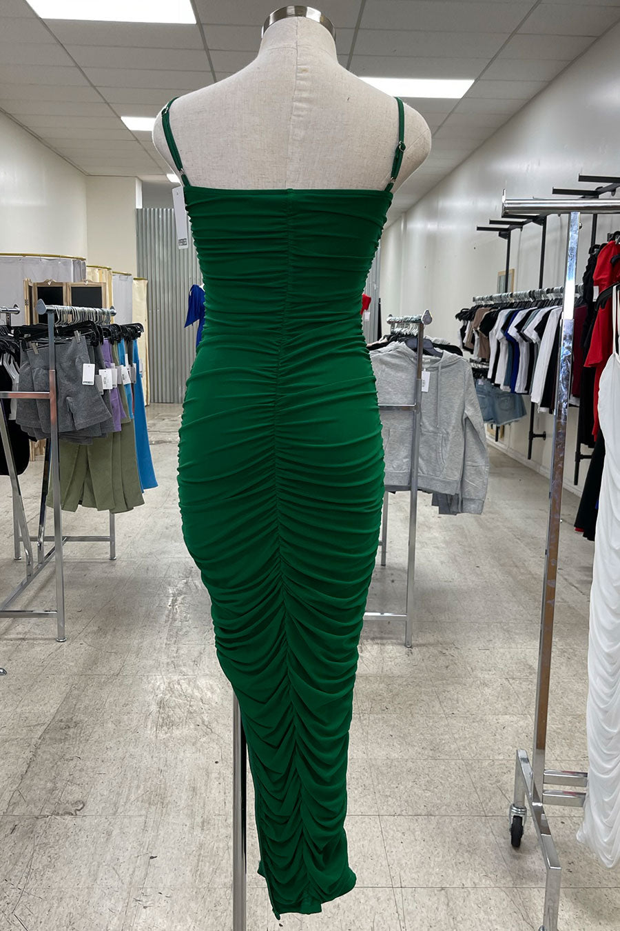 ENBE™ Mesh Double-Layer Ruched Side Slit Bodycon Long Maxi Magic Stret ...