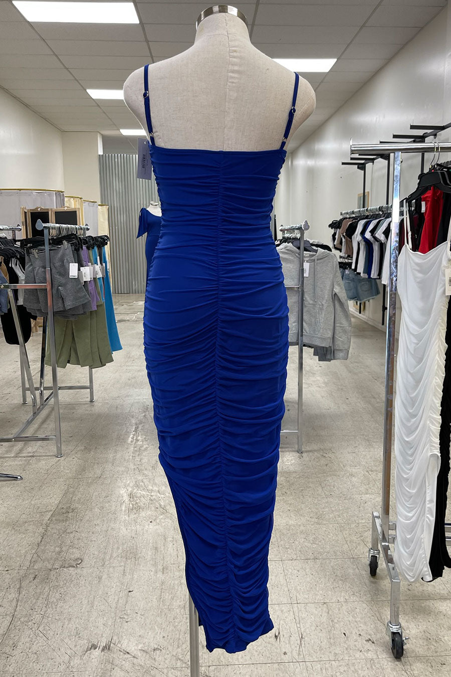 ENBE™ Mesh Double-Layer Ruched Side Slit Bodycon Long Maxi Magic Stret ...